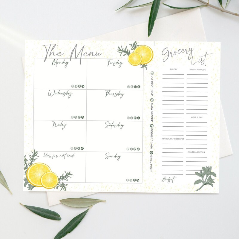 Grocery List and Meal Plan - Etsy