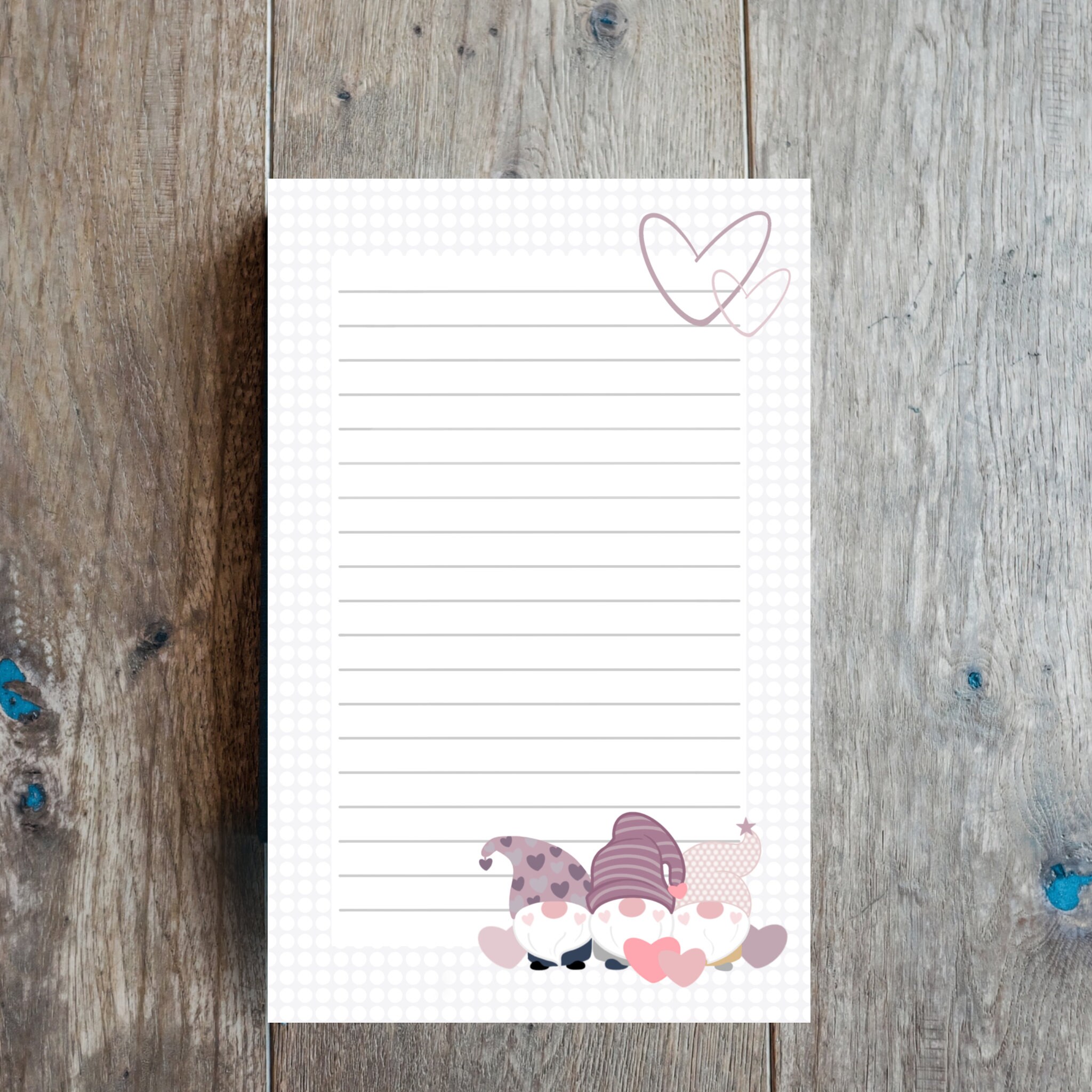 Gnome Notepad, to Do List Notepad, Gnomes Letter Stationery, Valentine ...