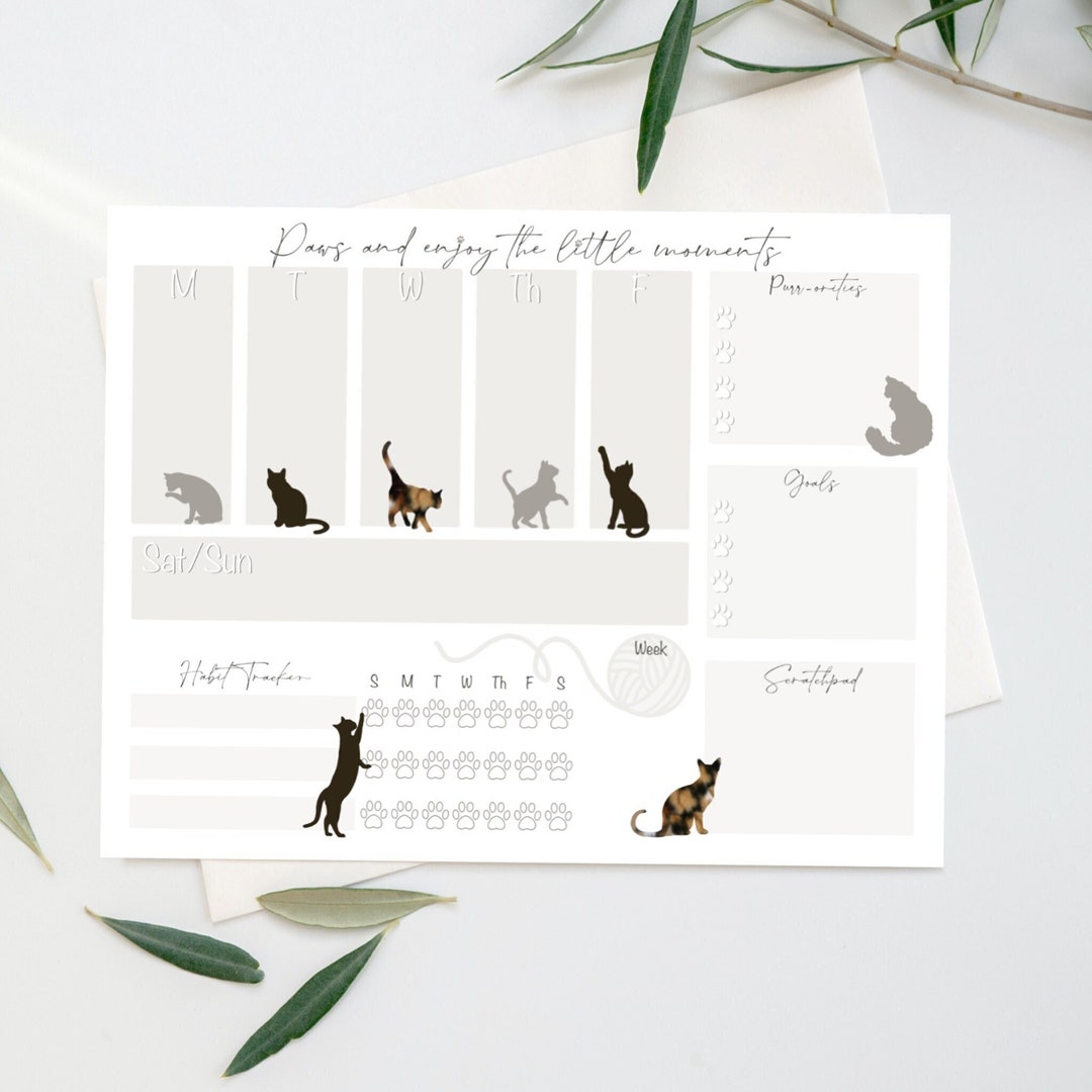 Weekly Planner Pad, to Do List Notepad, Cat Mom Daily Schedule Memo Pad ...