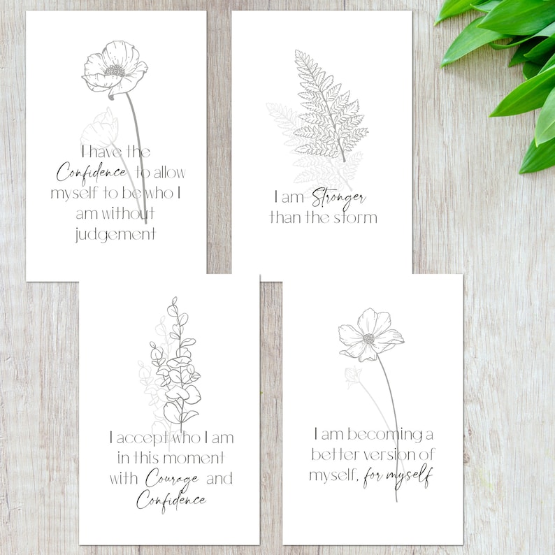 12 Affirmation Cards, Note Cards With Words of Affirmation ...