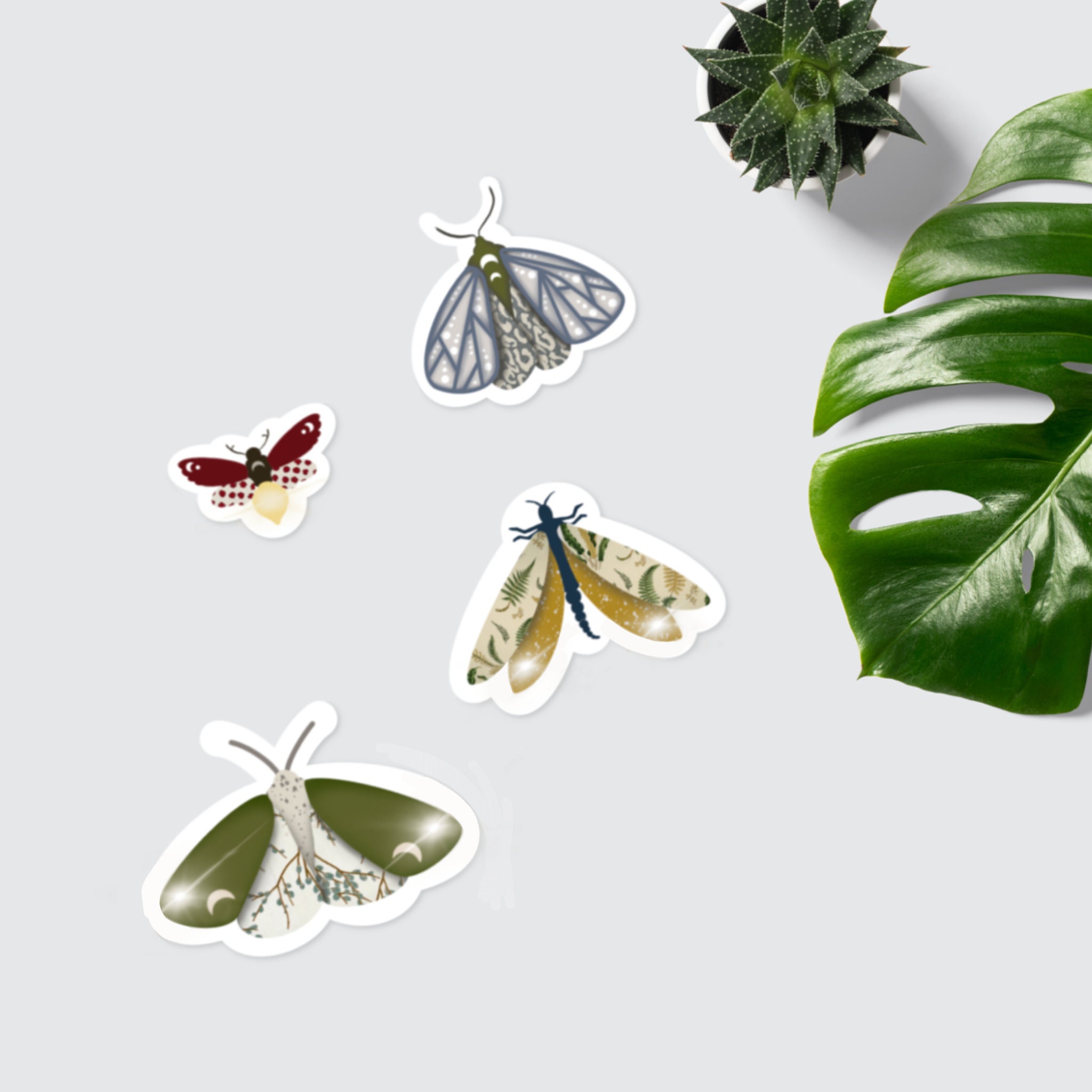 Moth Sticker Set 4 Moth Sticker Pack Cottagecore Aesthetic - Etsy