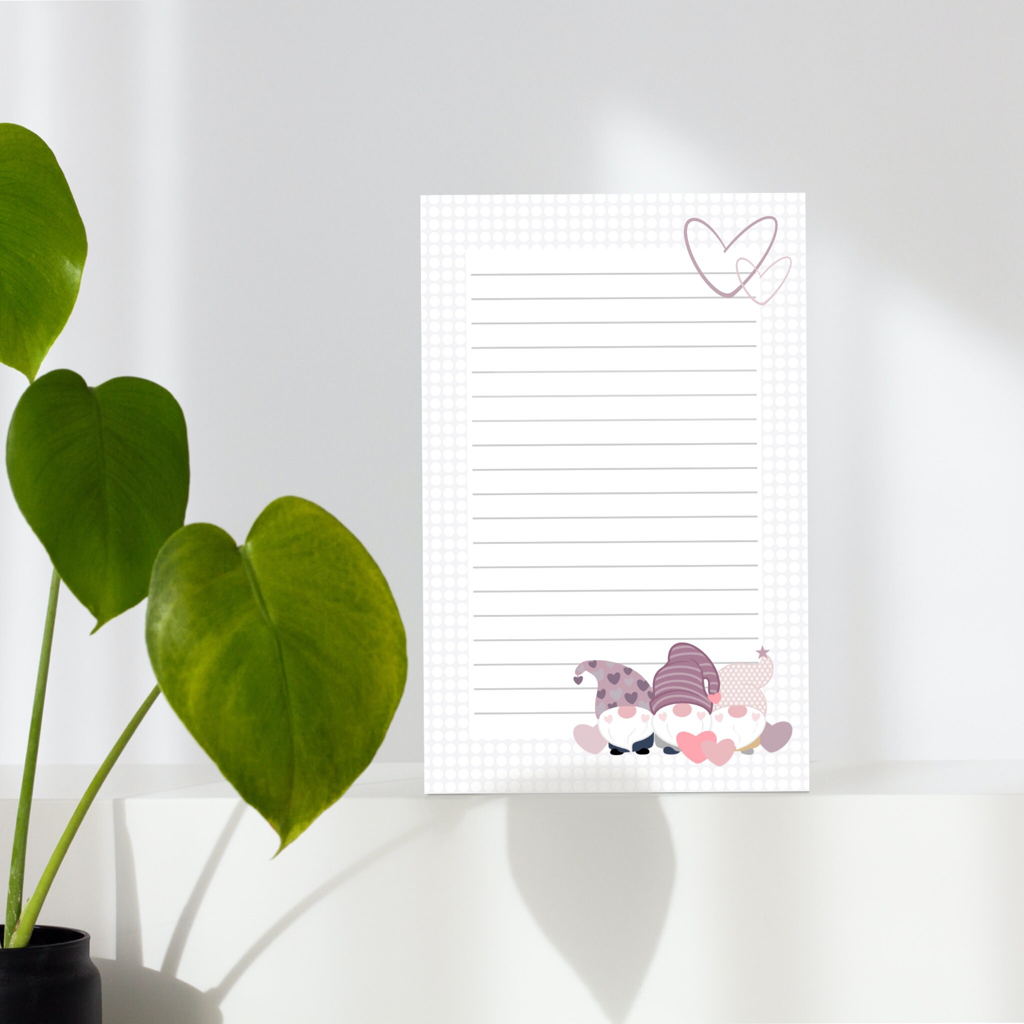 Gnome Notepad, to Do List Notepad, Gnomes Letter Stationery, Valentine ...