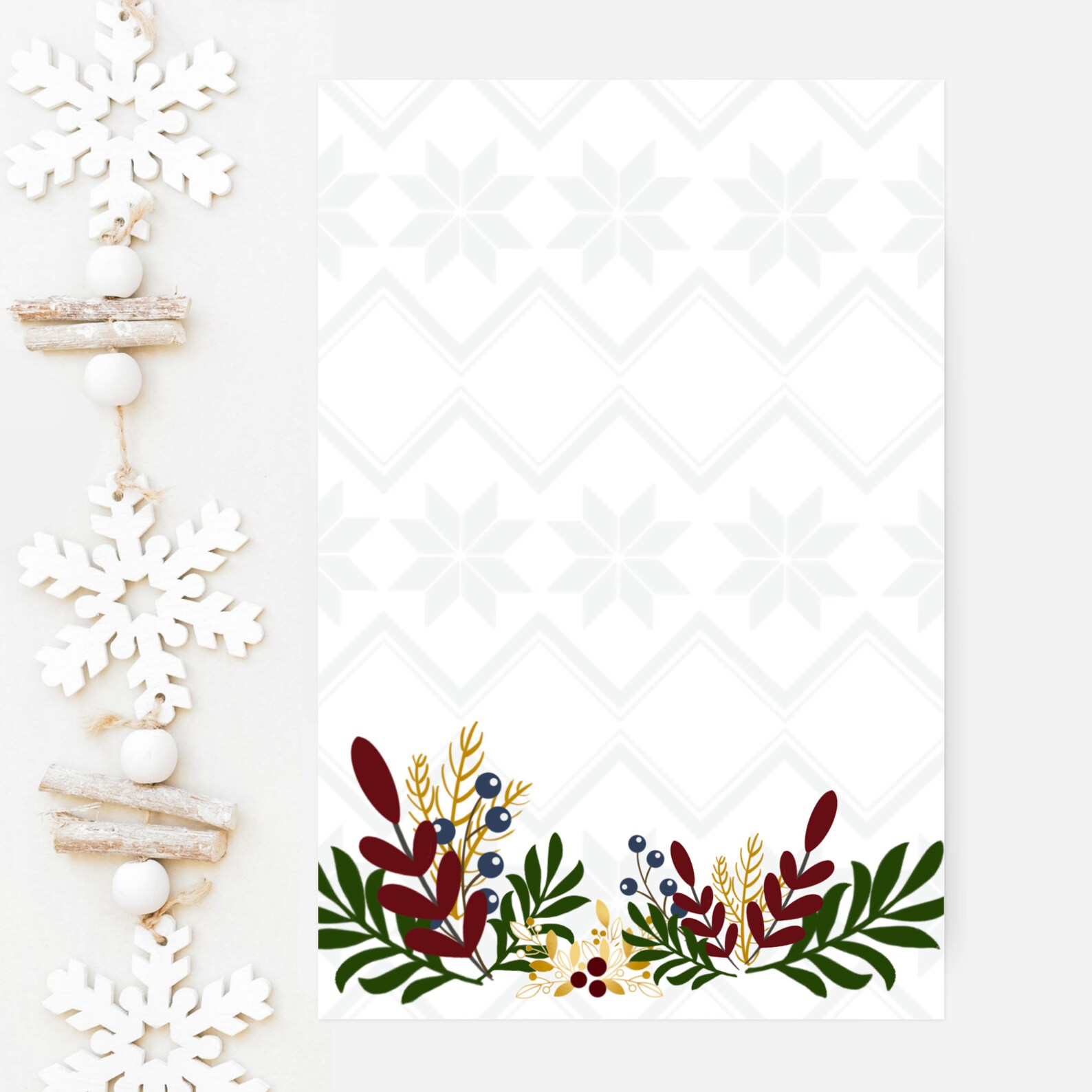 Christmas Greenery Notepad, Winter Foliage & Berries Memo Pad, Holiday ...