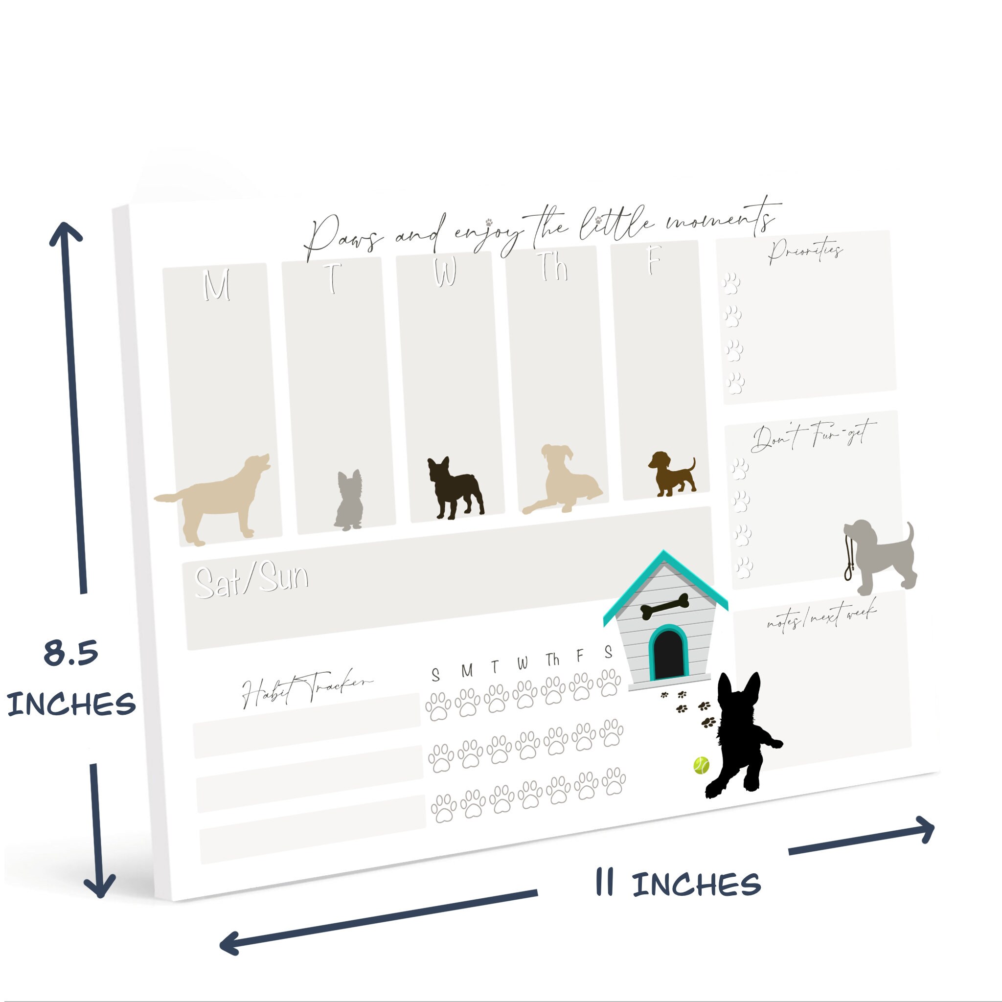 Weekly Planner Pad, to Do List Notepad, Dog Mom or Dog Dad Daily ...