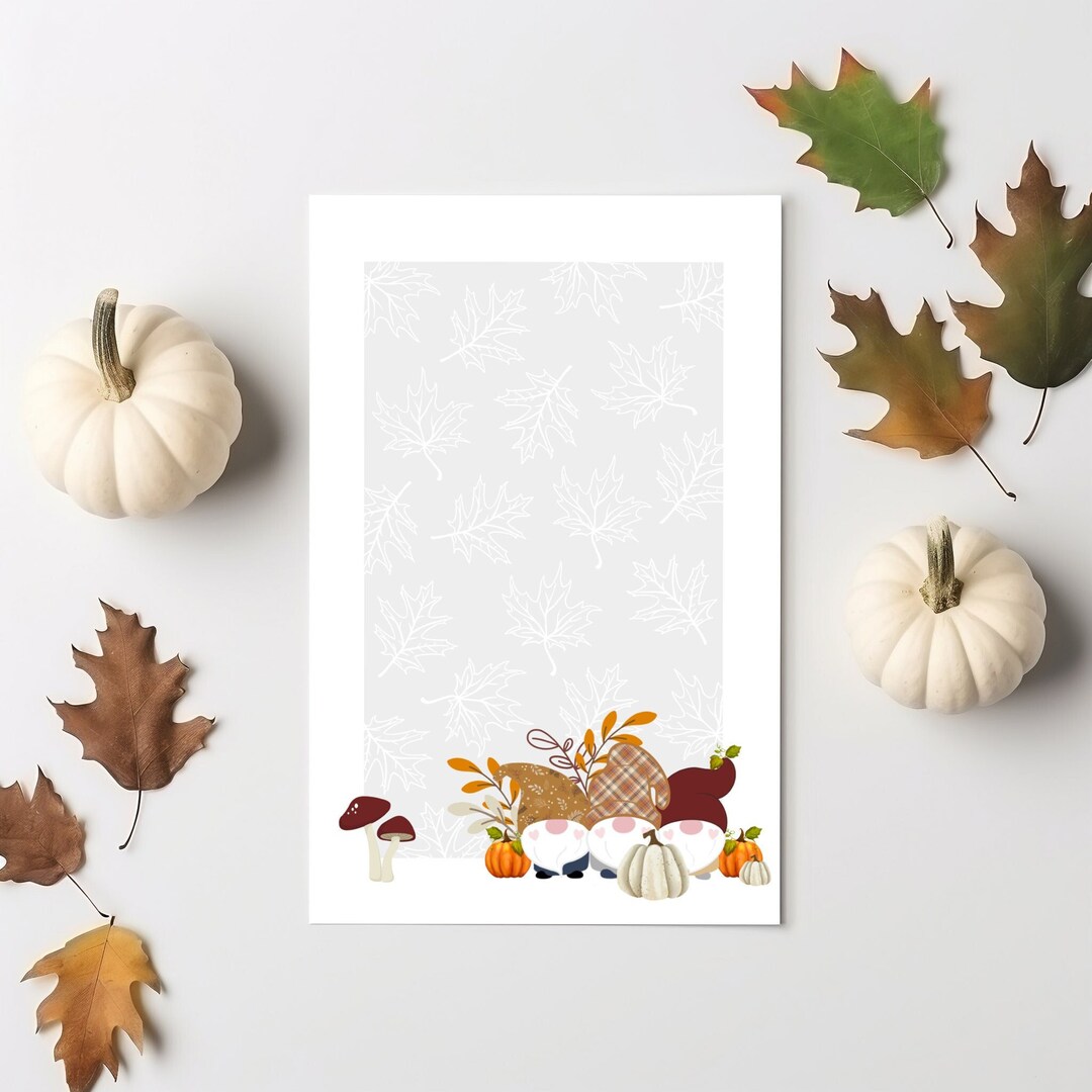 Fall Gnome Notepad, to Do List Notepad, Autumn Aesthetic Gnomes Writing ...