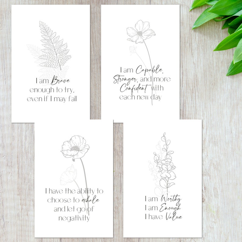 12 Affirmation Cards, Note Cards With Words of Affirmation ...