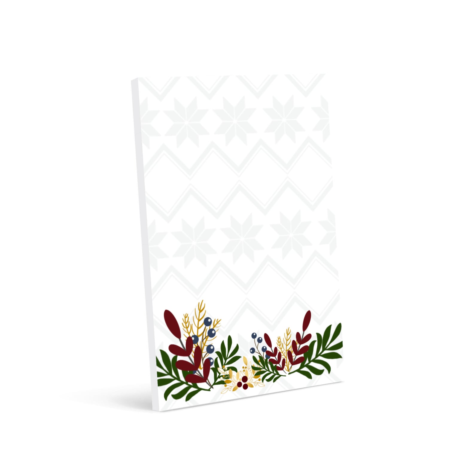 Christmas Greenery Notepad, Winter Foliage & Berries Memo Pad, Holiday ...