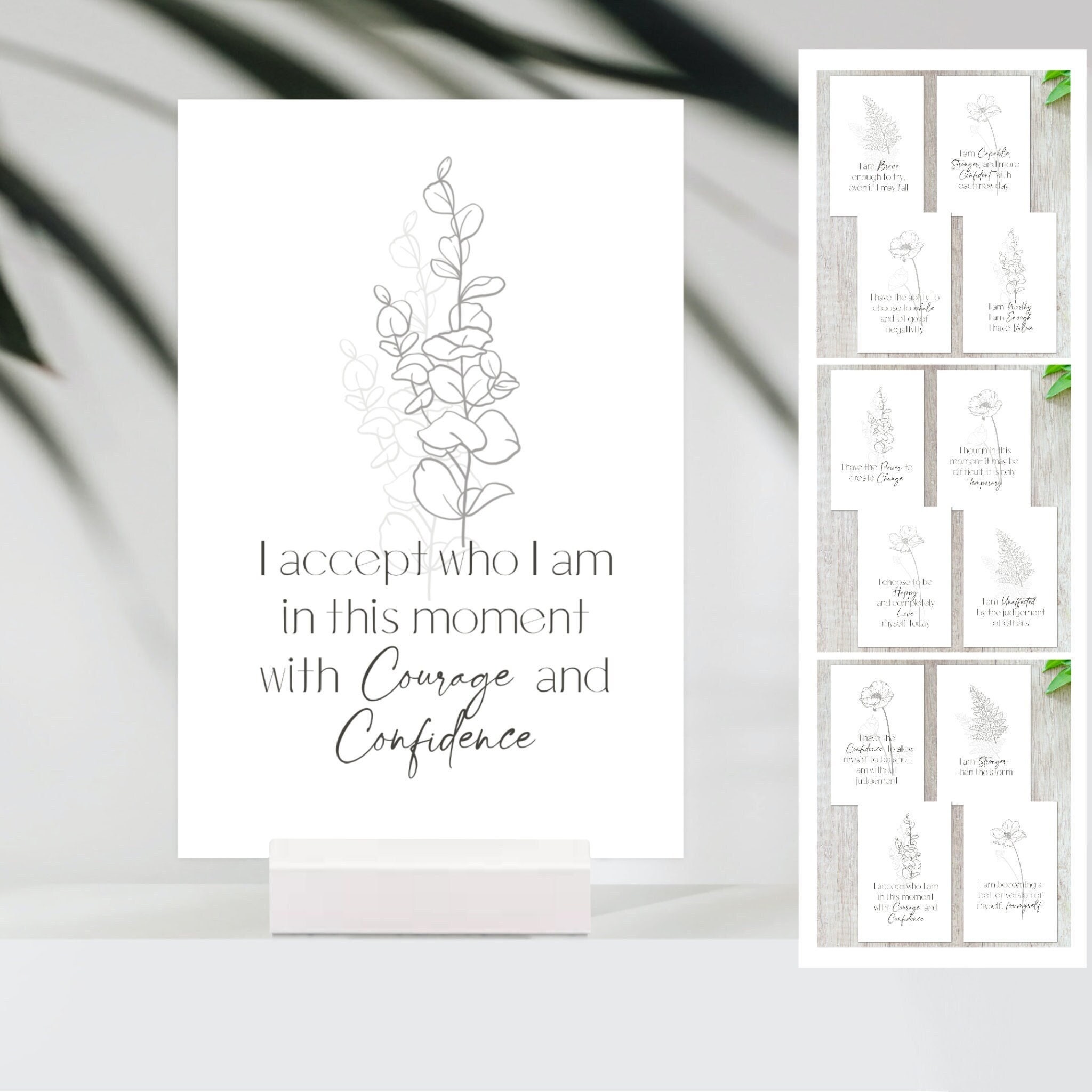 12 Affirmation Cards, Note Cards With Words of Affirmation ...