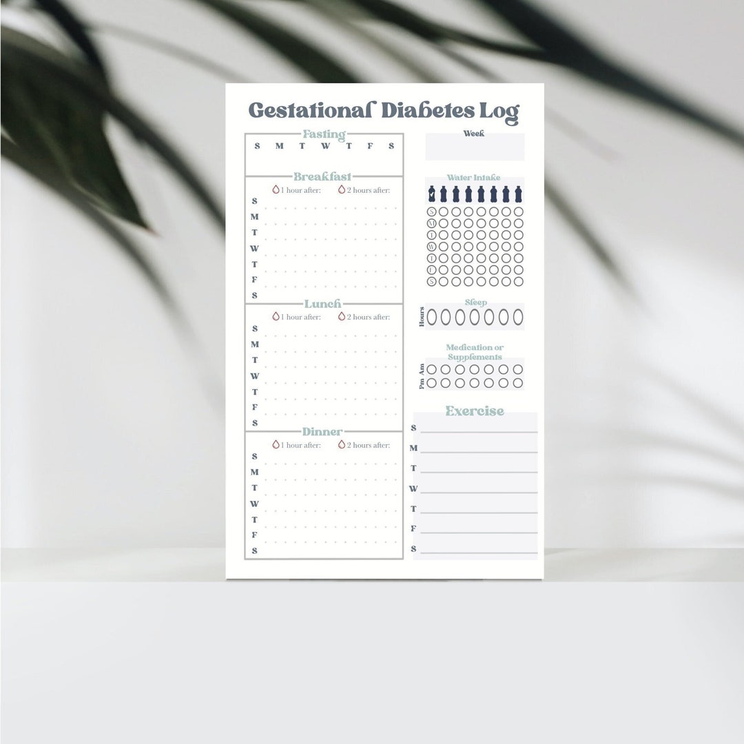 Gestational Diabetes Log, Blood Sugar Log, Fasting Blood Glucose ...