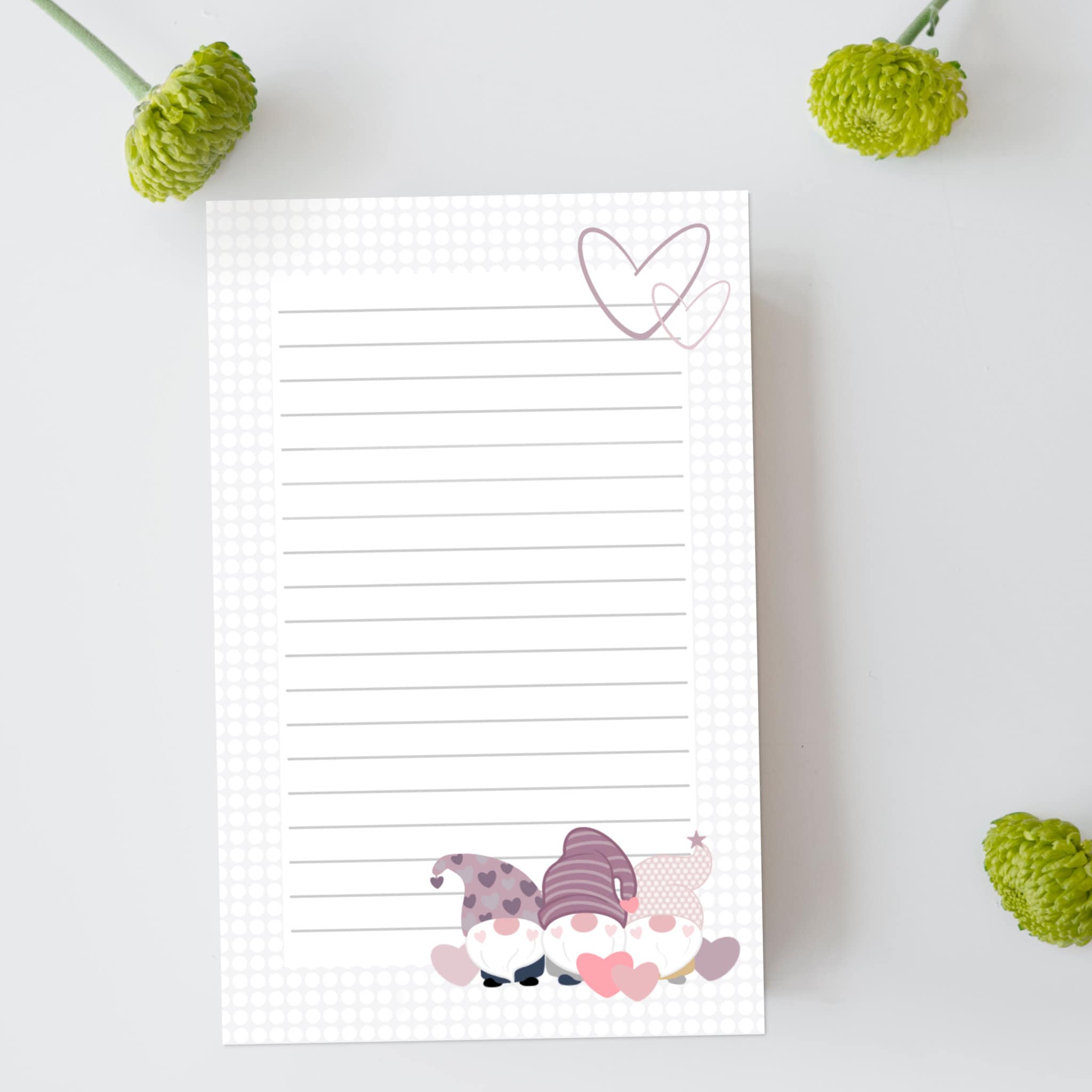 Gnome Notepad, to Do List Notepad, Gnomes Letter Stationery, Valentine ...