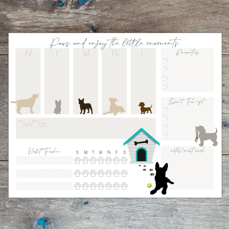 Weekly Planner Pad, to Do List Notepad, Dog Mom or Dog Dad Daily ...