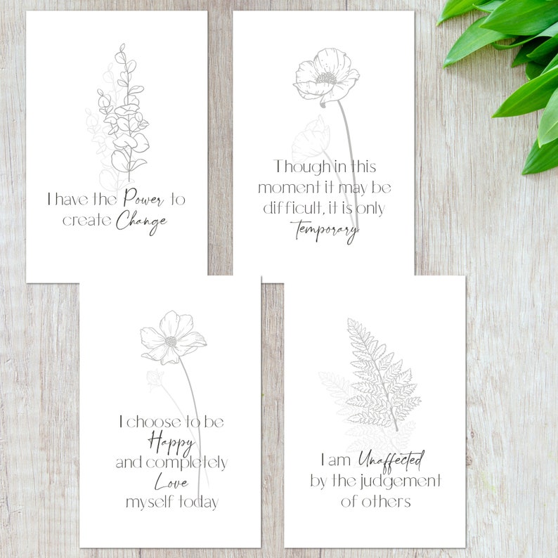 12 Affirmation Cards, Note Cards With Words of Affirmation ...