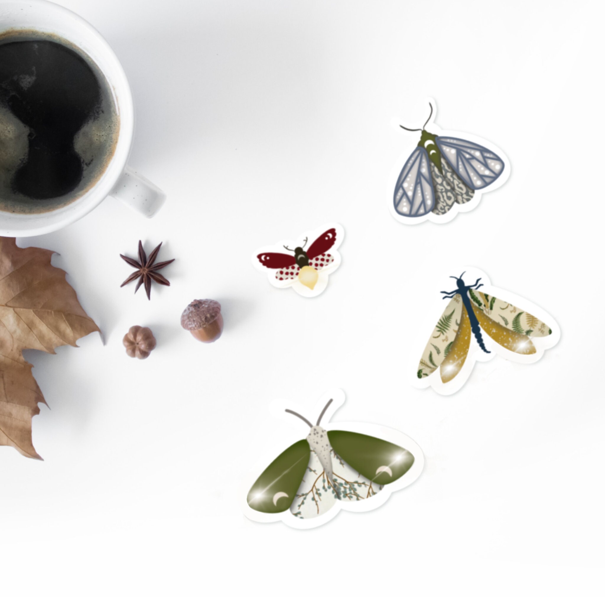 Moth Sticker Set 4 Moth Sticker Pack Cottagecore Aesthetic - Etsy