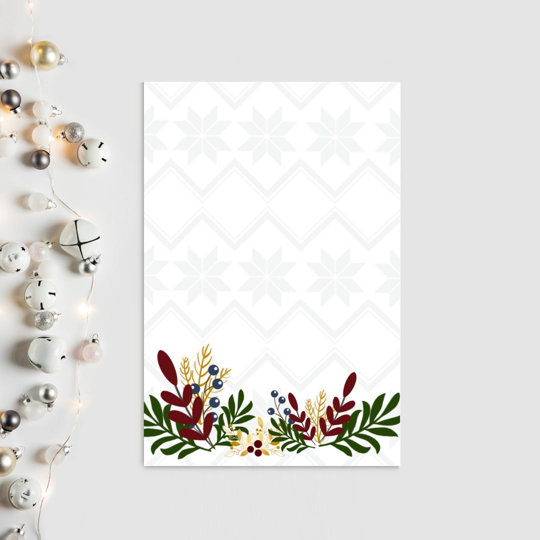 Christmas Greenery Notepad, Winter Foliage & Berries Memo Pad, Holiday ...