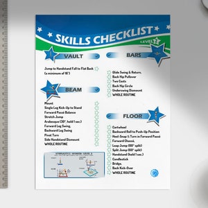 Gymnastics Skills Checklist Compulsory Level 2 Printed 8.5inx11in ...