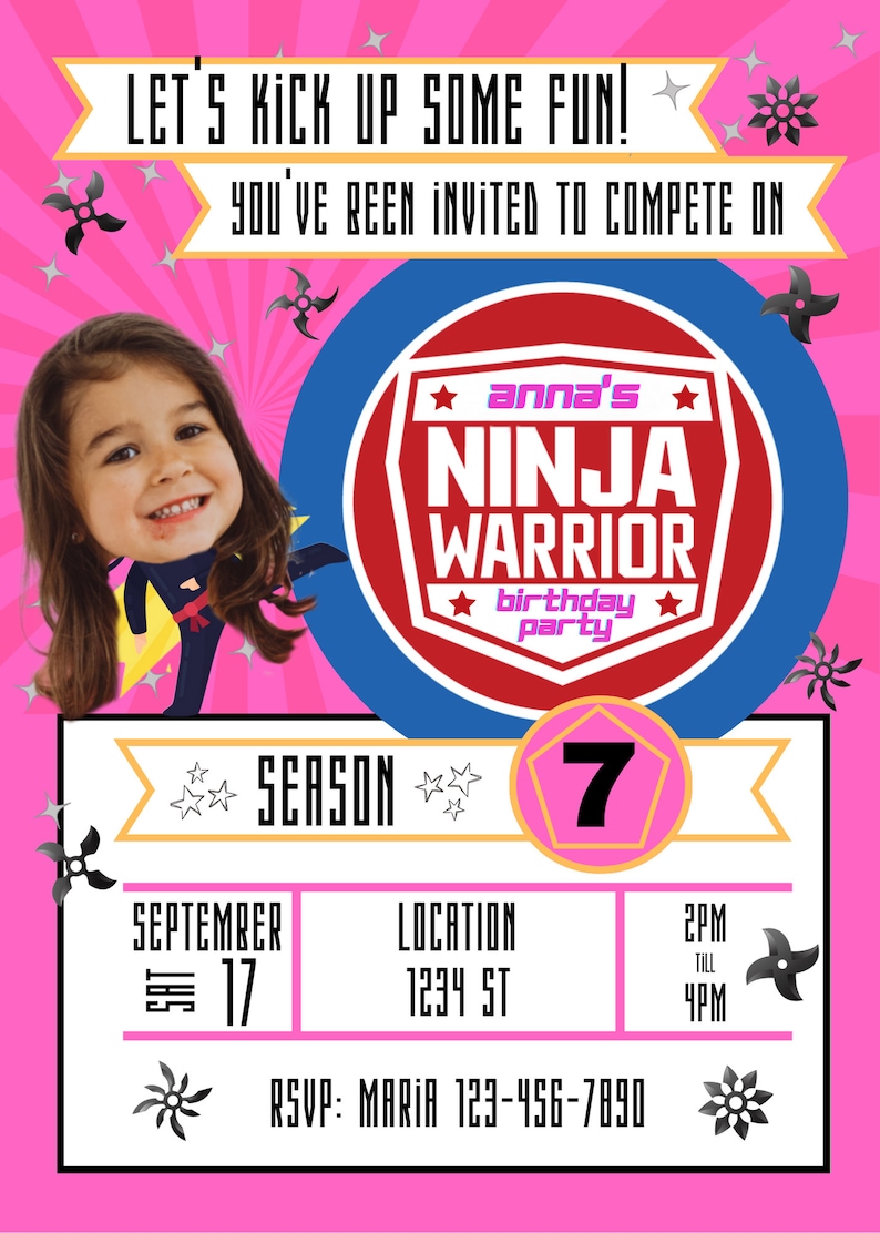Ninja Warrior Birthday Invitation, Birthday Invitation, Ninja Warrior ...