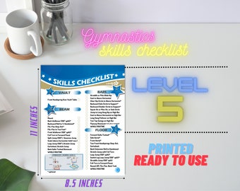 Gymnastics Skills Checklist Compulsory Level 1 Printed 8.5inx11in ...