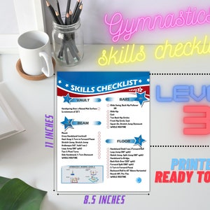 Gymnastics Skills Checklist Compulsory Level 3 Printed 8.5inx11in ...