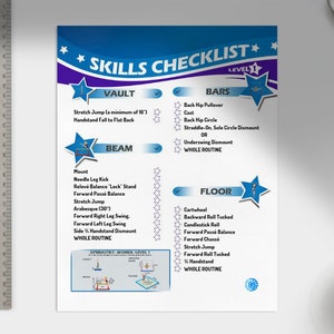 Gymnastics Skills Checklist Compulsory Level 1 Printed 8.5inx11in ...