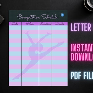 Competition Schedule, Meet Season Schedule, Digital Download, PDF File ...