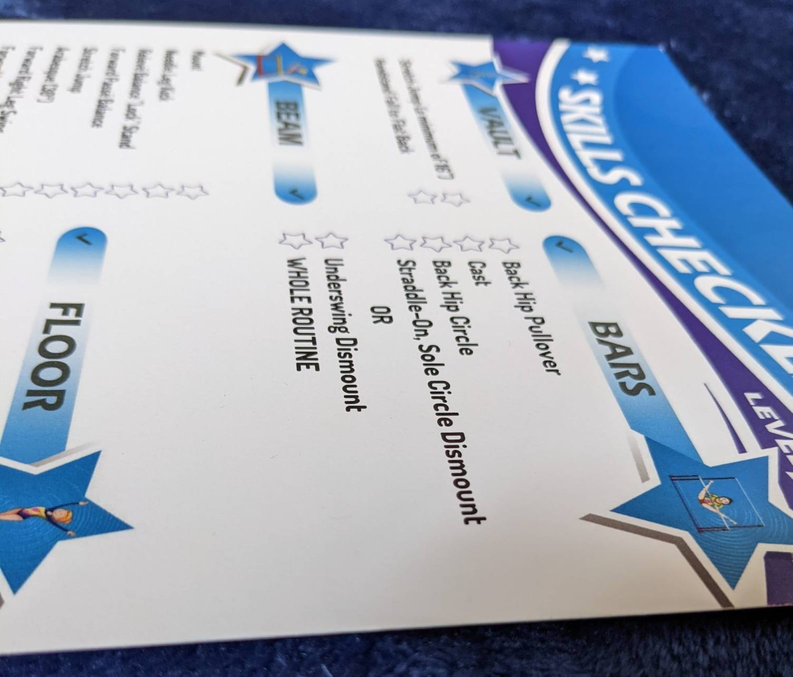 Gymnastics Skills Checklist Compulsory Level 1 Printed 8.5inx11in ...