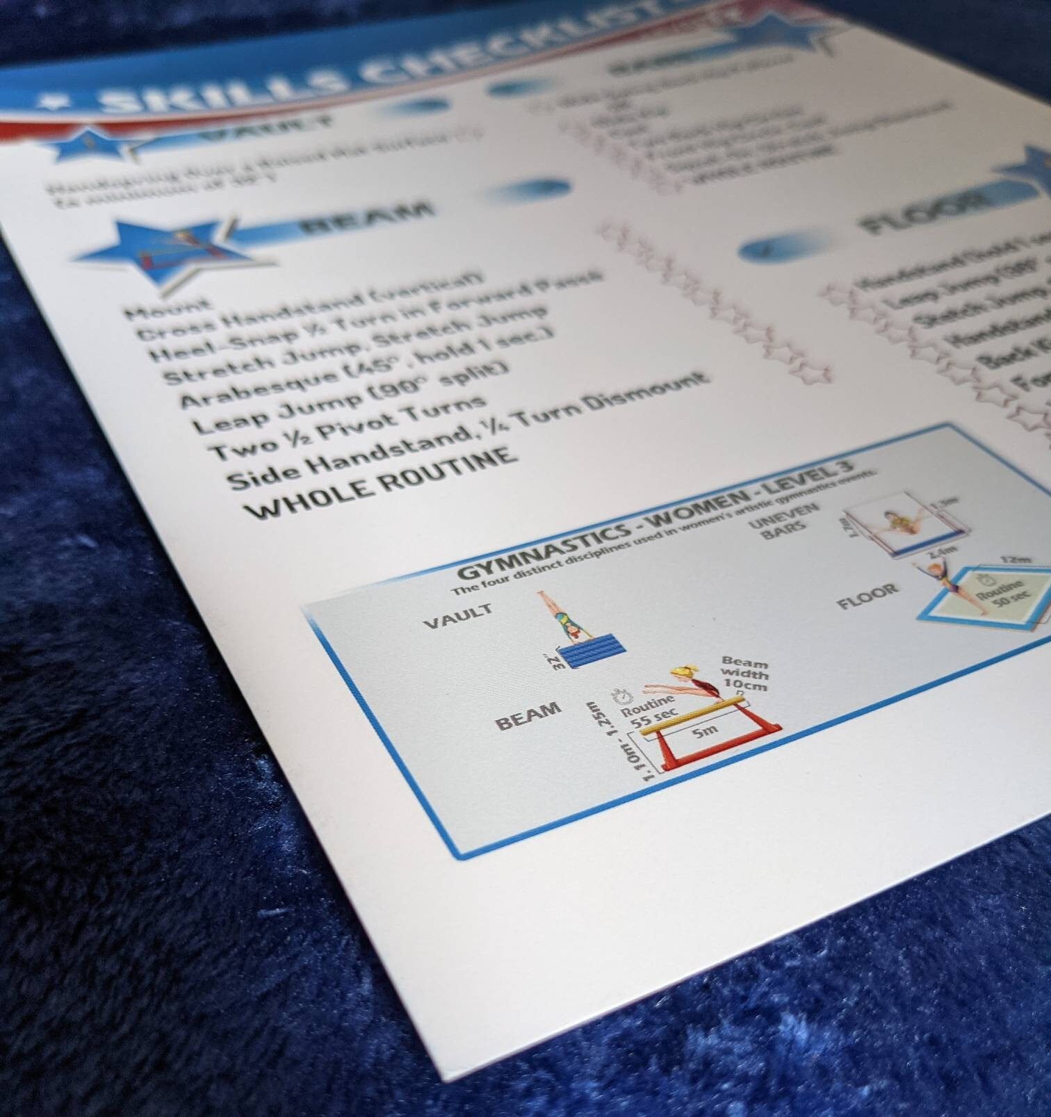 Gymnastics Skills Checklist Compulsory Level 3 Printed 8.5inx11in ...