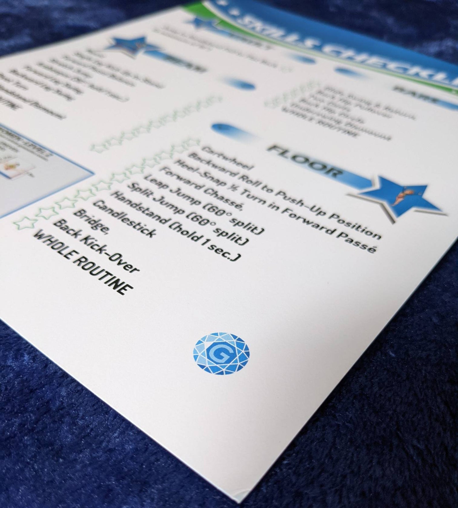 Gymnastics Skills Checklist Compulsory Level 2 Printed 8.5inx11in ...