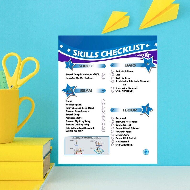 Gymnastics Skills Checklist Compulsory Level 1 Printed - Etsy