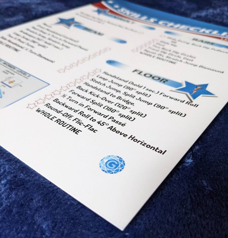 Gymnastics Skills Checklist Compulsory Level 3 Printed 8.5inx11in ...
