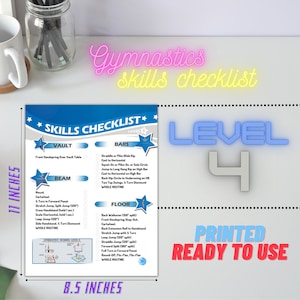 Gymnastics Skills Checklist Compulsory Level 4 Printed 8.5inx11in ...