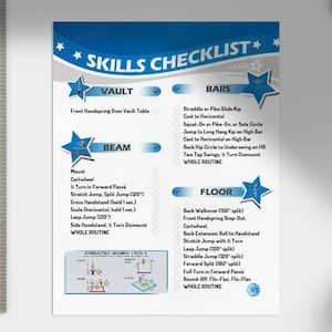 Gymnastics Skills Checklist Compulsory Level 4 Printed 8.5inx11in ...