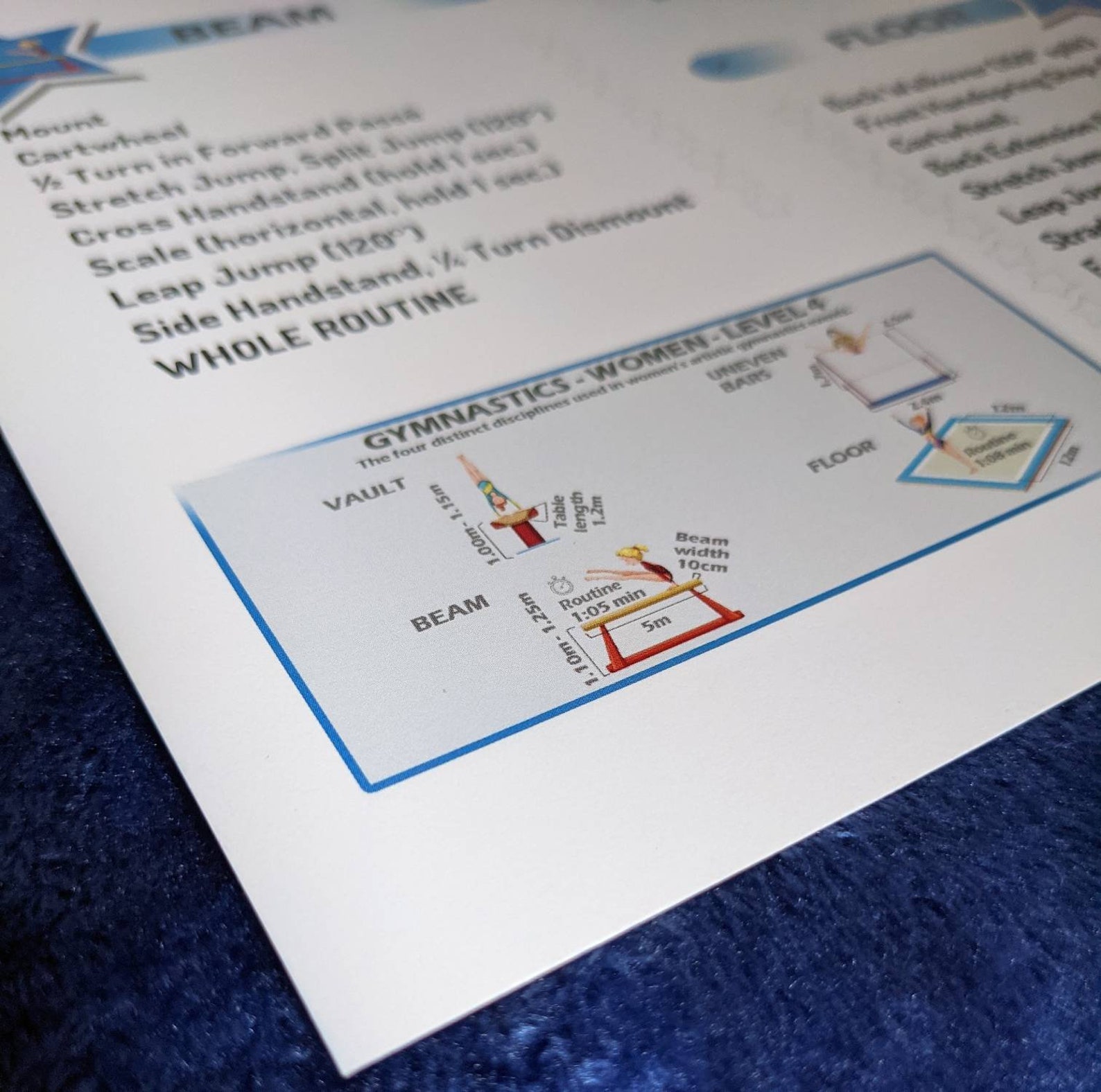 Gymnastics Skills Checklist Compulsory Level 4 Printed 8.5inx11in ...