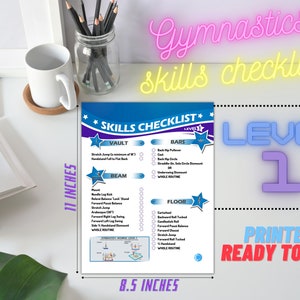 Gymnastics Skills Checklist Compulsory Level 1 Printed 8.5inx11in ...