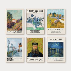 Van Gogh Set of 6 Pints, Vang Gogh Wall Art, Gallery Wall Set, Museum ...