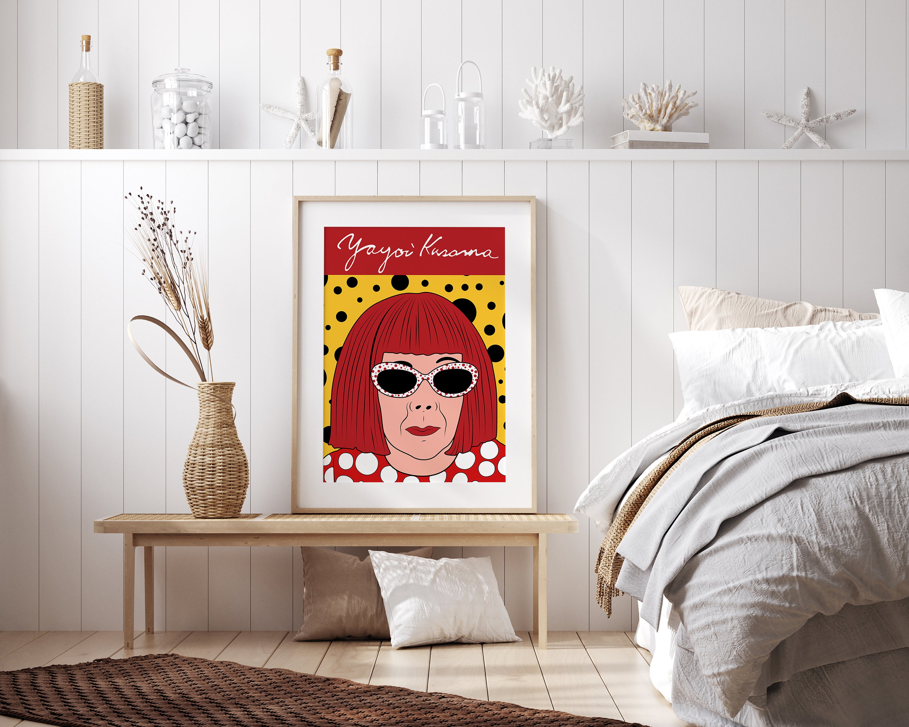 Yayoi Kusama Portrait Yayoi Kusama Poster Vintage Wall Art | Etsy