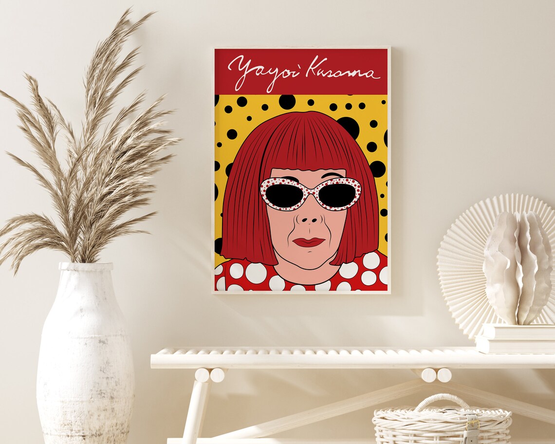 Yayoi Kusama Portrait Yayoi Kusama Poster Vintage Wall Art | Etsy