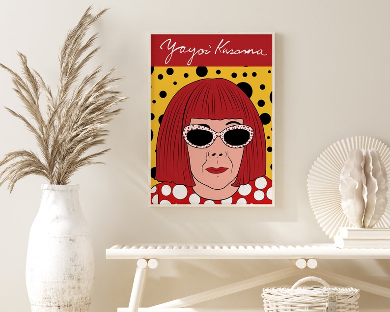 Yayoi Kusama Portrait Yayoi Kusama Poster Vintage Wall Art - Etsy