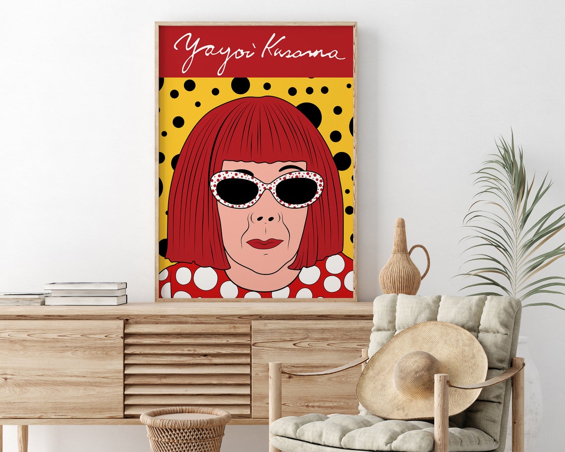 Yayoi Kusama Portrait Yayoi Kusama Poster Vintage Wall Art - Etsy
