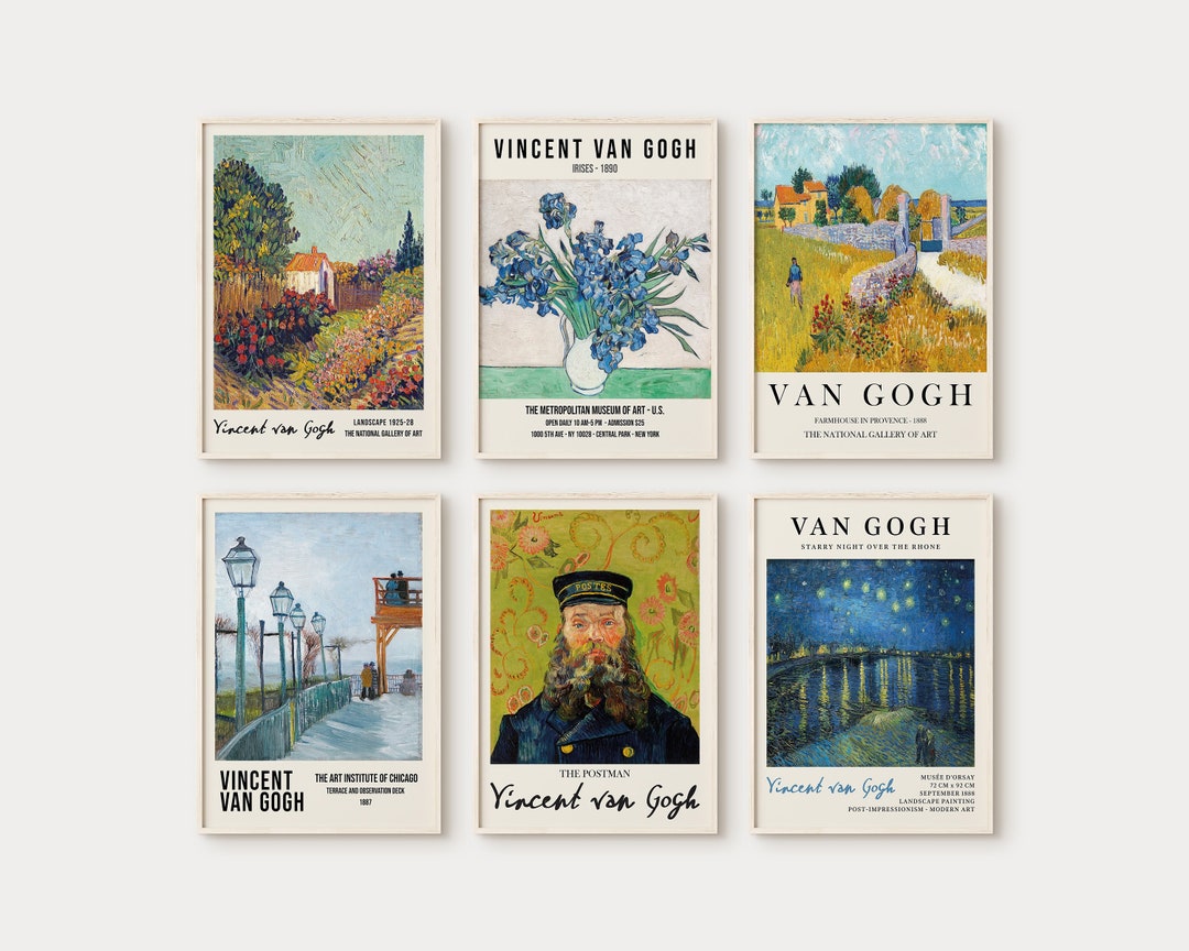 Van Gogh Set of 6 Pints, Vang Gogh Wall Art, Gallery Wall Set, Museum ...