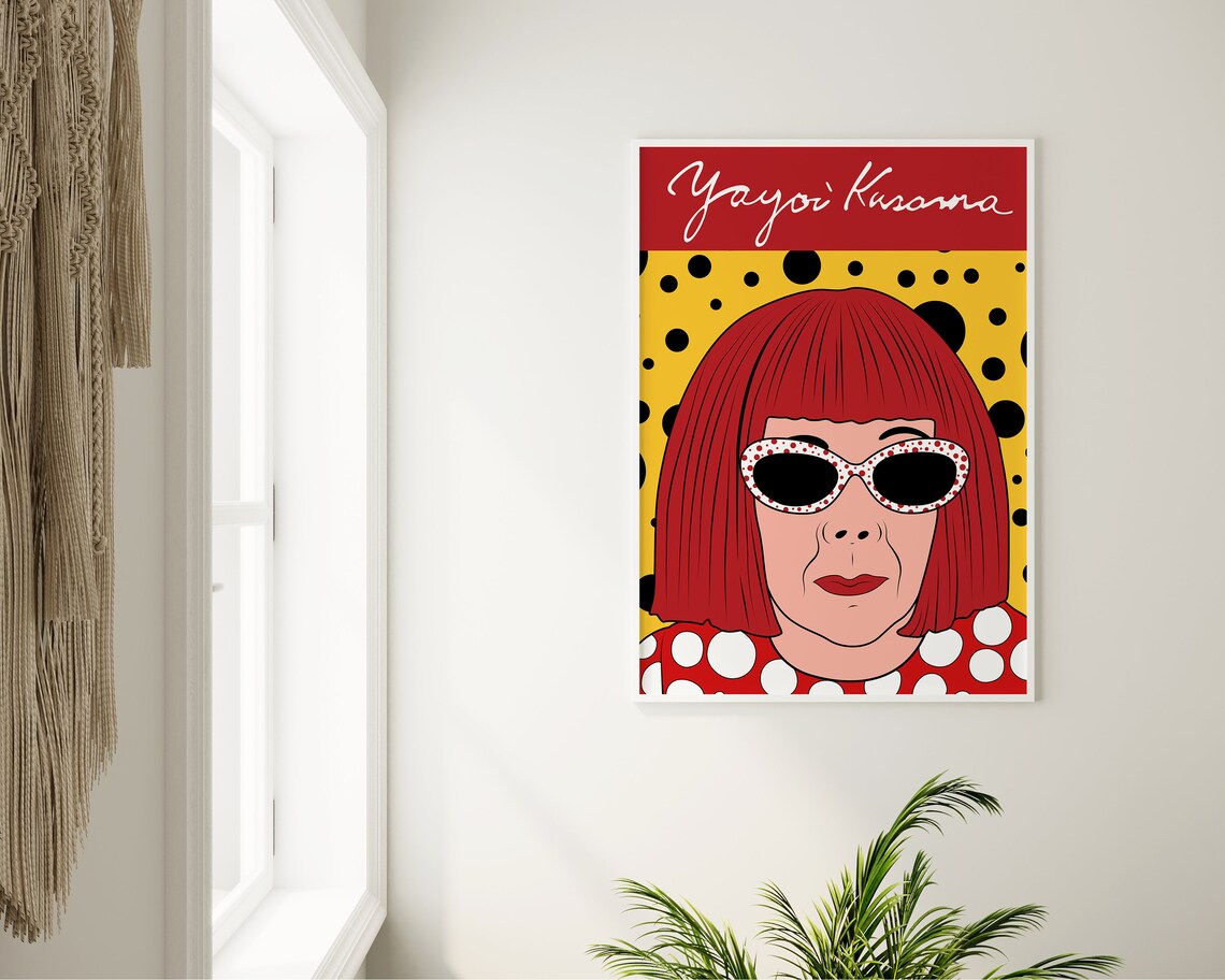 Yayoi Kusama Portrait Yayoi Kusama Poster Vintage Wall Art | Etsy