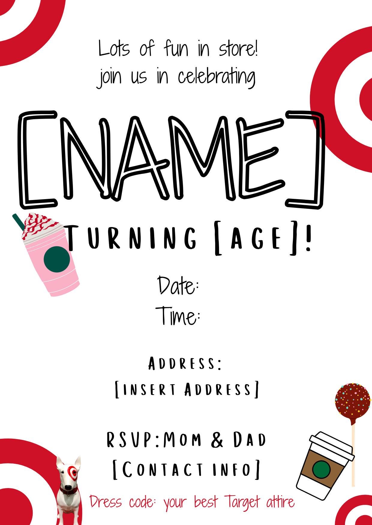 Coffee & Shopping Birthday Invitation – Personalized Birthday Party ...