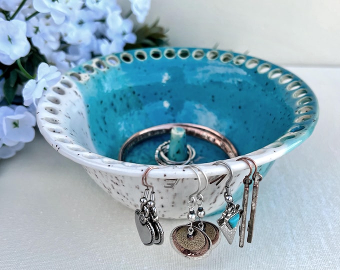 Handmade Stoneware Pottery Jewelry Bowl With Coastal Vibe, Smart ...
