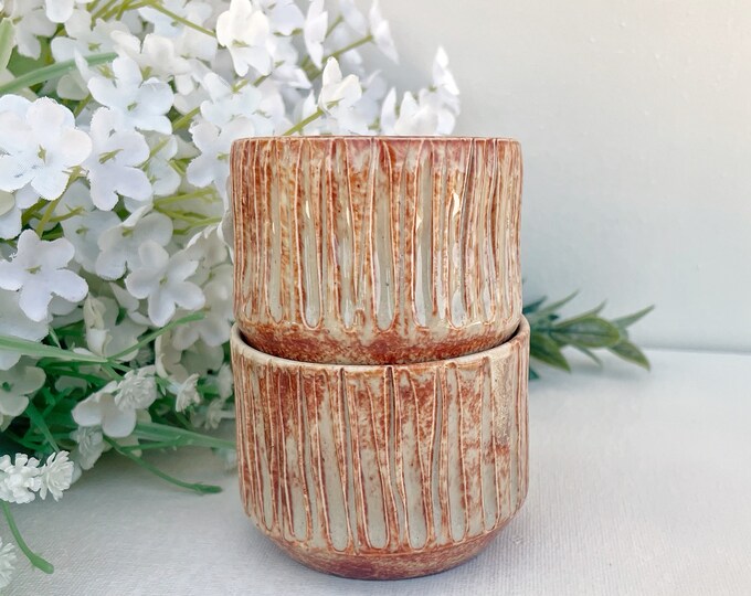 Stoneware Pottery Shot Glass Set of Two - Stacking Shot Glass Set ...