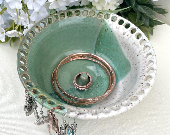 Handmade Stoneware Pottery Jewelry Bowl With Soft Coastal Vibe, Smart ...
