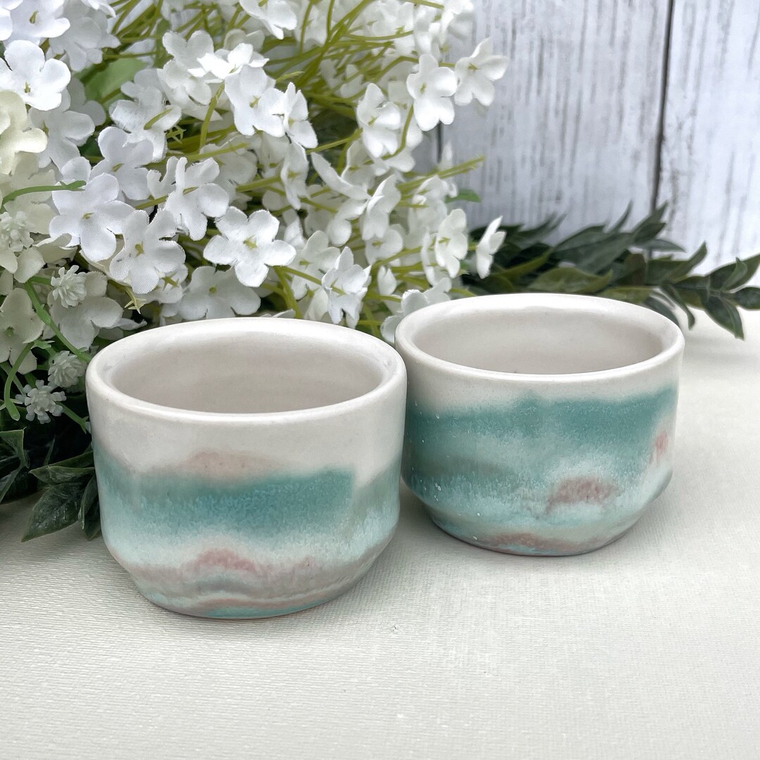 Stoneware Pottery Shot Glass Set of Two - Stacking Shot Glass Set ...