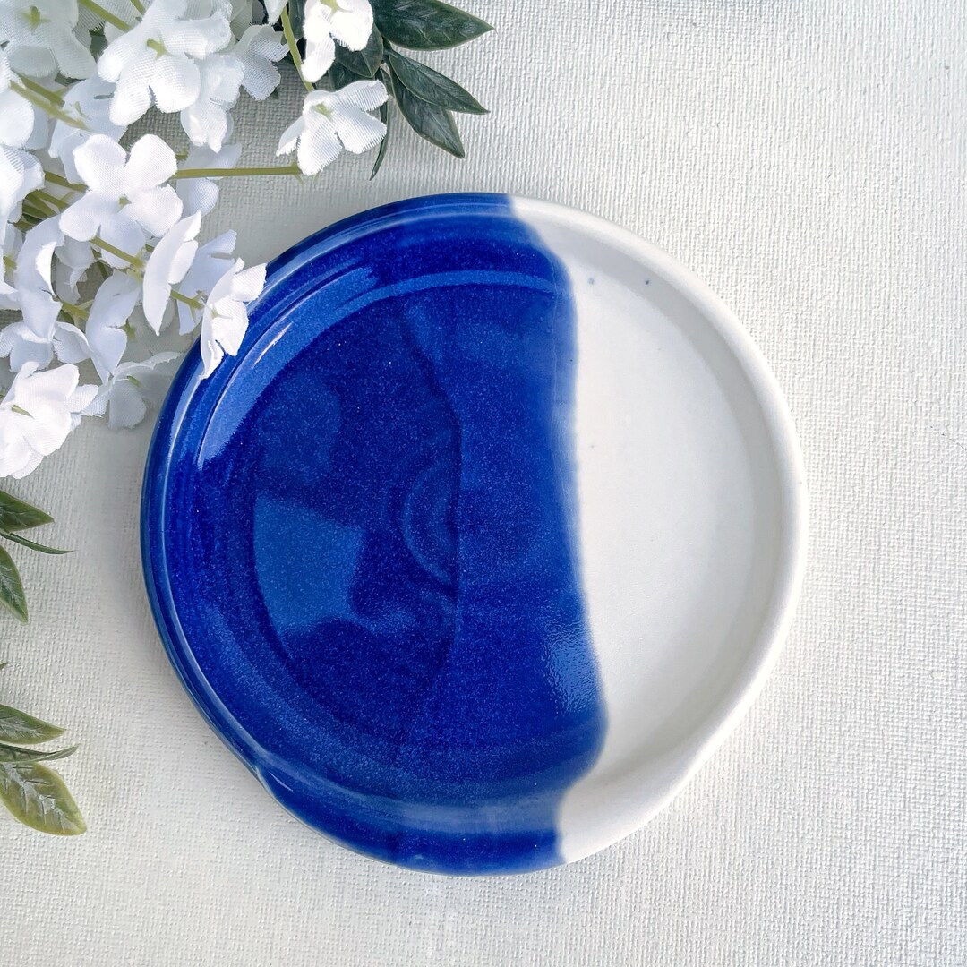 Cobalt Blue Ceramic Spoon Rest for the Kitchen Deep Blue Stoneware ...
