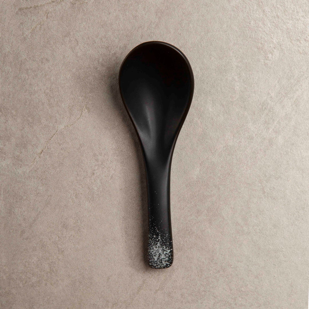 Japanese Ramen Spoon in Black Beautiful Minimalist Ceramic - Etsy