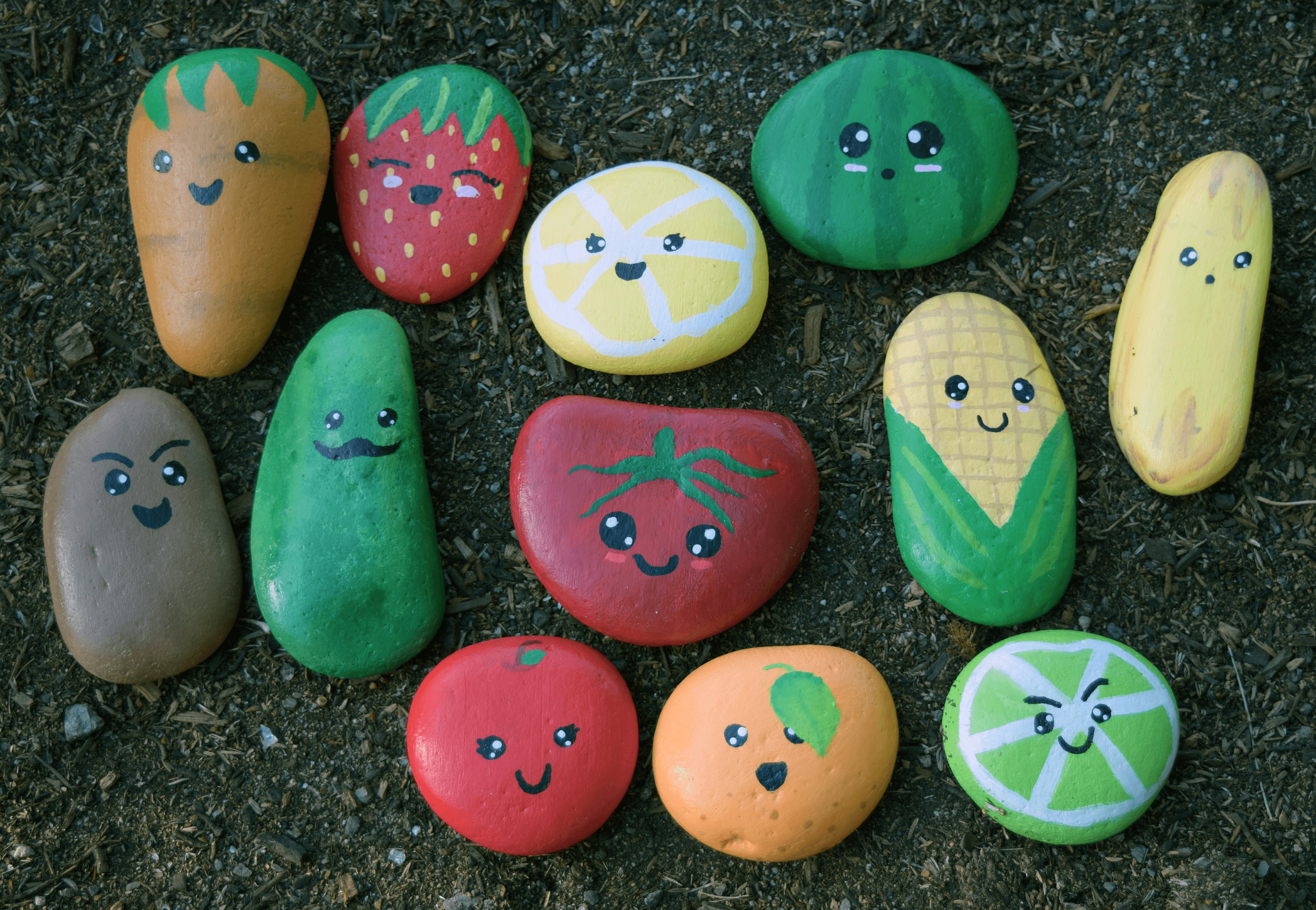 Cory Corn Hand-painted Garden Rock/ Stone / Fruit, Vegetable Rocks - Etsy