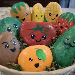 Piper Potato Hand-painted Garden Rock / Stone / Fruit, Vegetable Rocks ...