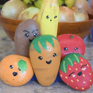 Hand-painted Fruit, Vegetable Garden Stones 3-pack / Rocks - Etsy